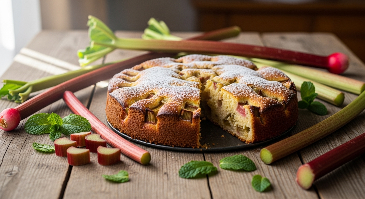 moelleux à la rhubarbe : la douceur acidulée facile à réaliser 🍰🍃